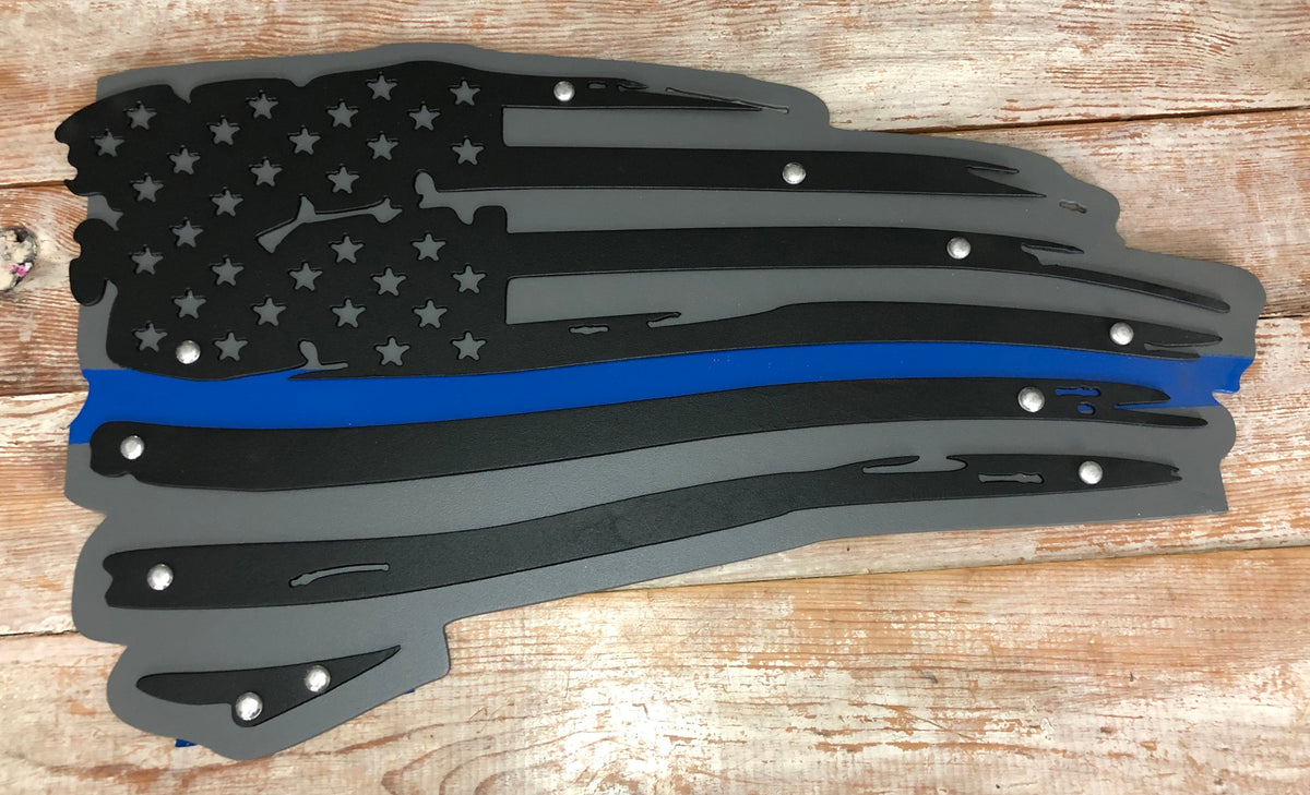 Distressed Blue Line American Flag – Southern Steel Fabrication